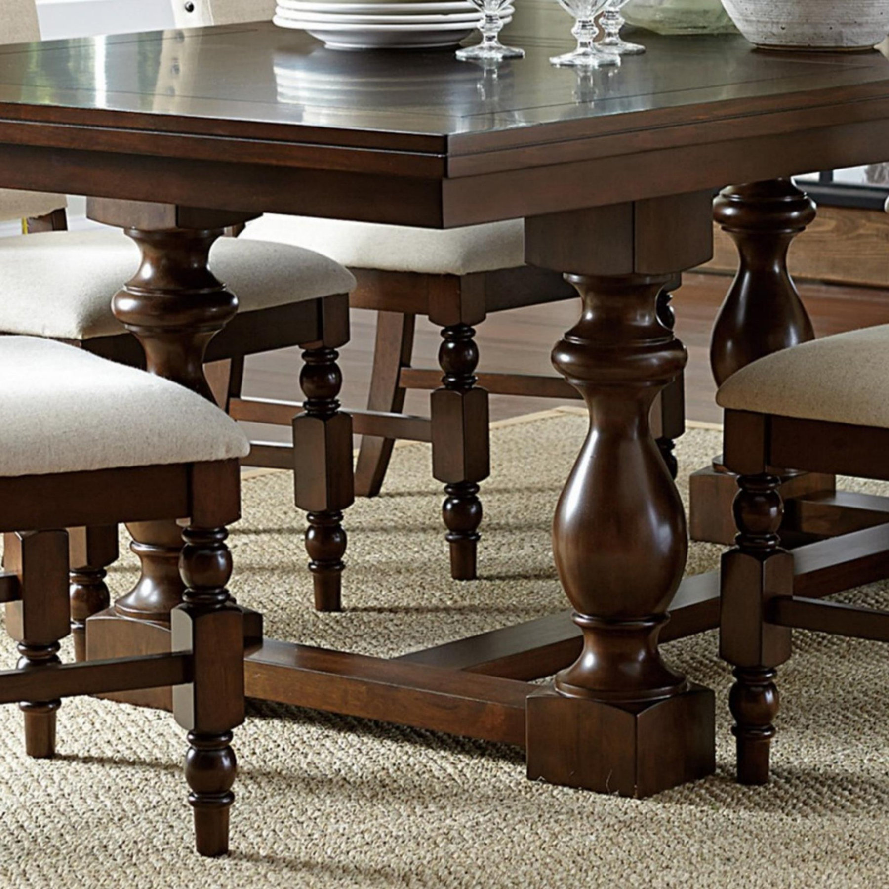One Allium Way Modern Country Style Dark Oak Finish Dining Table ...
