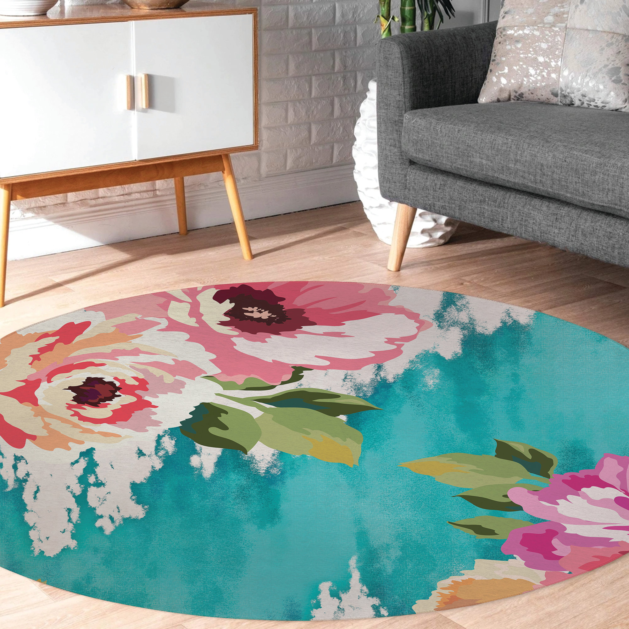 Red Barrel Studio® Yanaton Floral Machine Woven Polyester Area Rug in ...