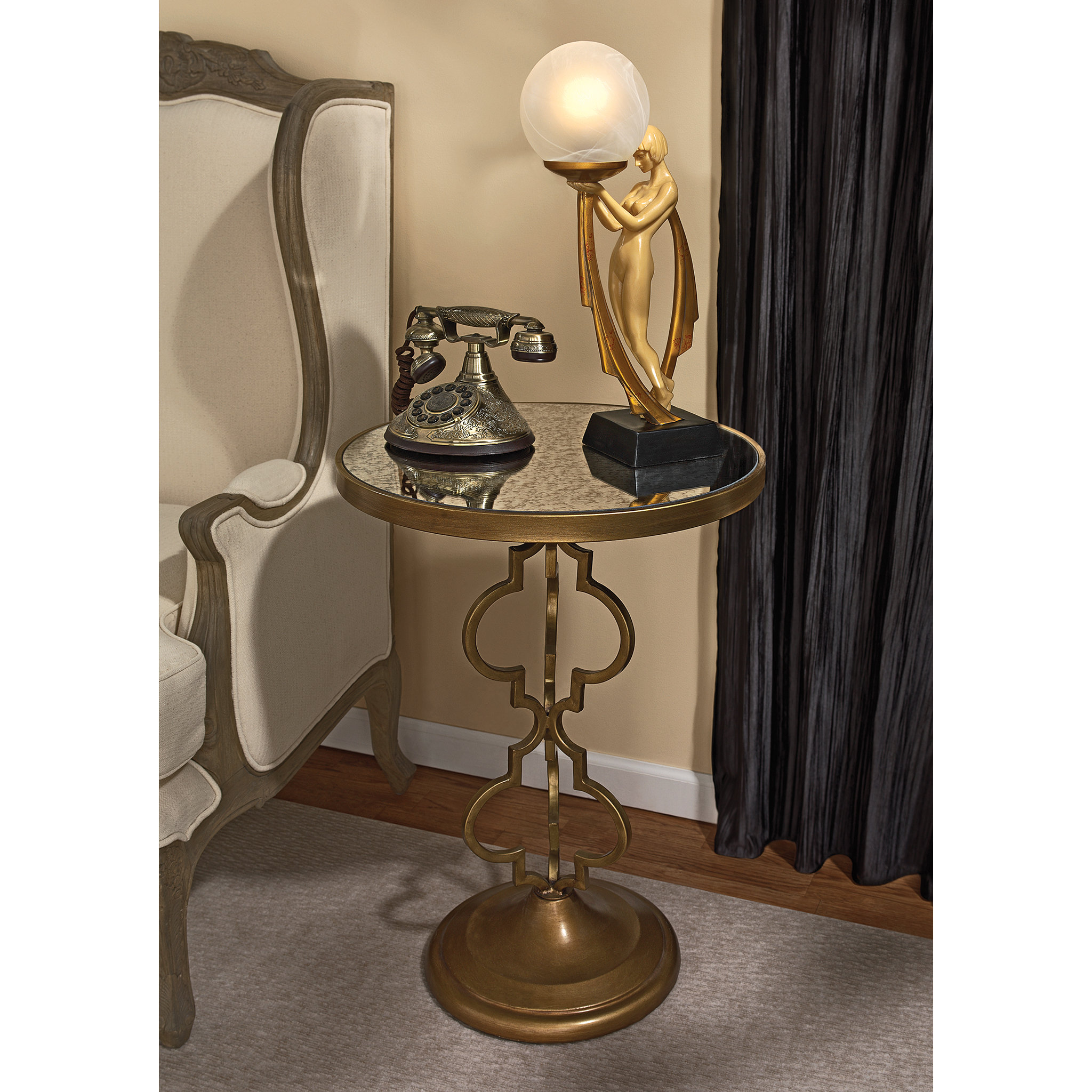 Design Toscano Film Noir Art Deco Mirrored End Table & Reviews | Wayfair