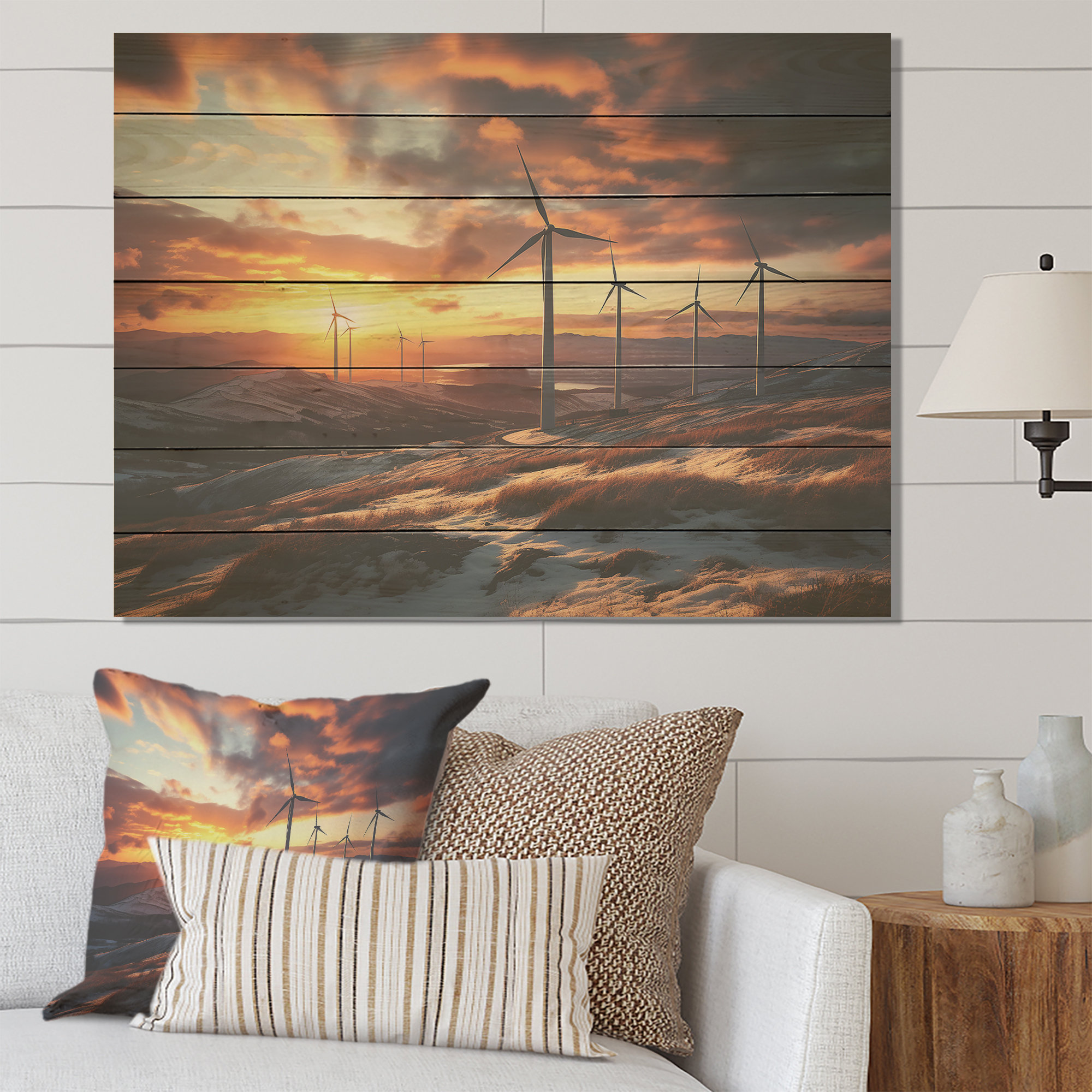 Winston Porter Sunset Wind Turbines Mountain View V - Wind Turbines On ...