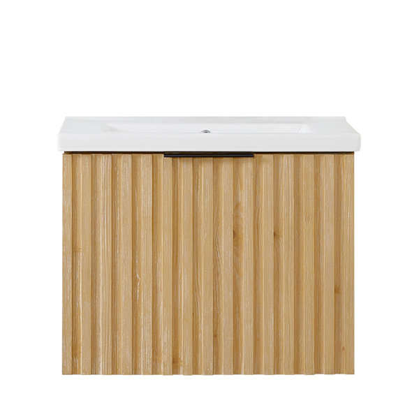 Ebern Designs Kaiyu 24" Single Bath Vanity in Washed Ash Grey with Drop ...