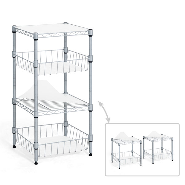 CAPHAUS NSF Adjustable 2 to 4 Tier Stackable Wire Shelving Unit w ...