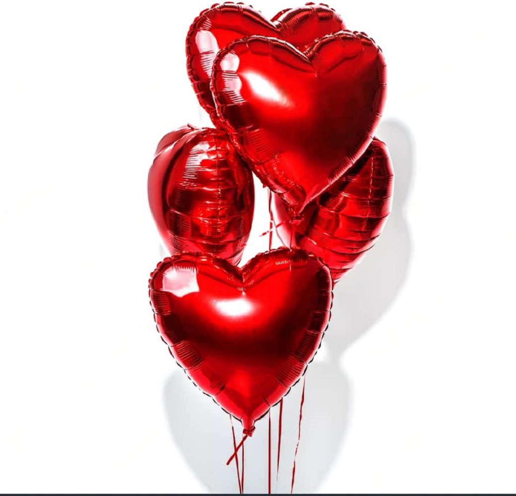 PMU Valentines Day Red Heart Shaped 18 Inches Mylar - Foil Balloons ...