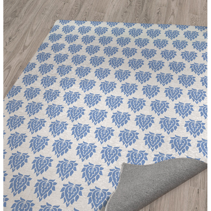 Everly Quinn Eastleigh Machine Woven Performance Blue/Periwinkle Rug ...