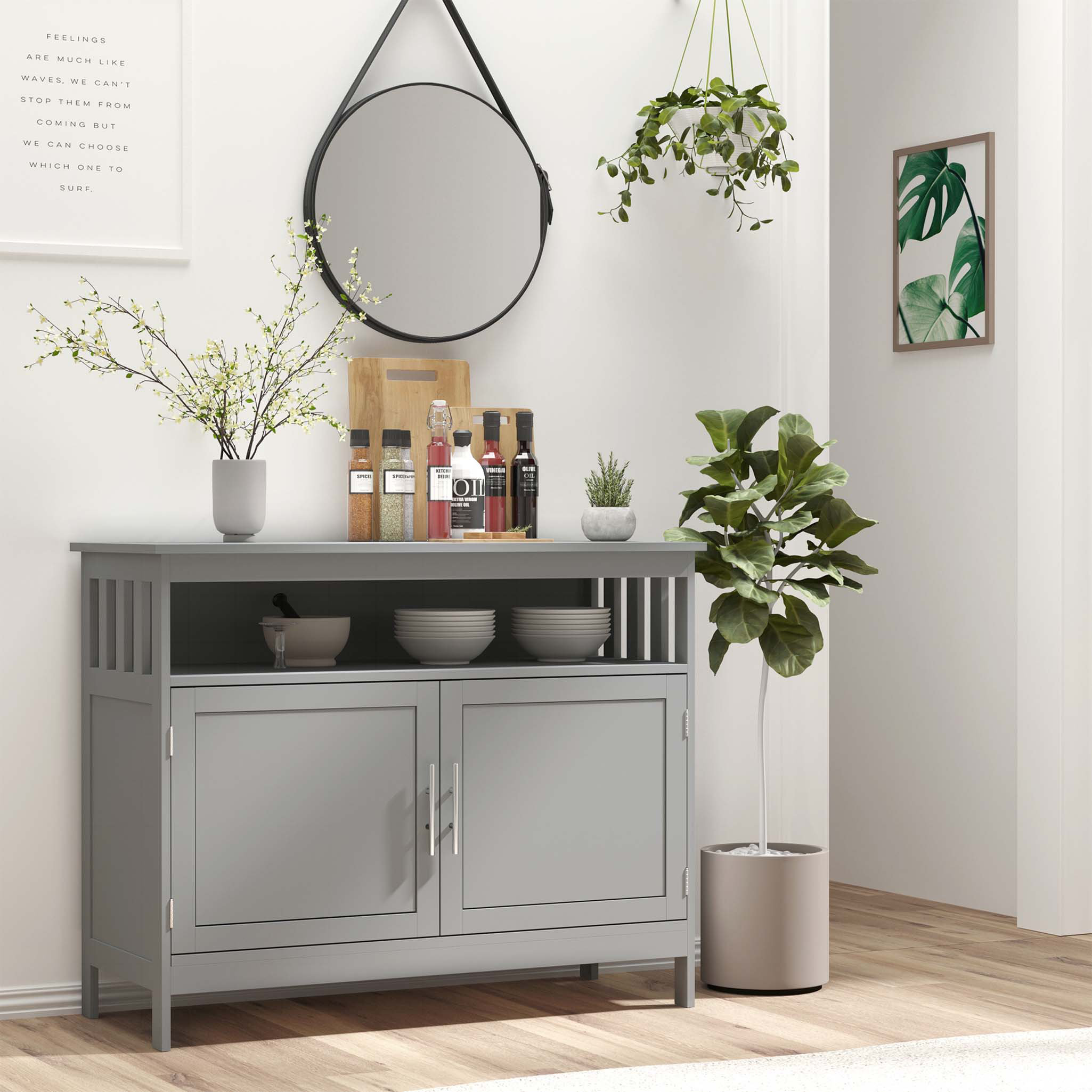 Latitude Run® Sideboard Buffet Cabinet, Modern Kitchen Cabinet, Coffee ...