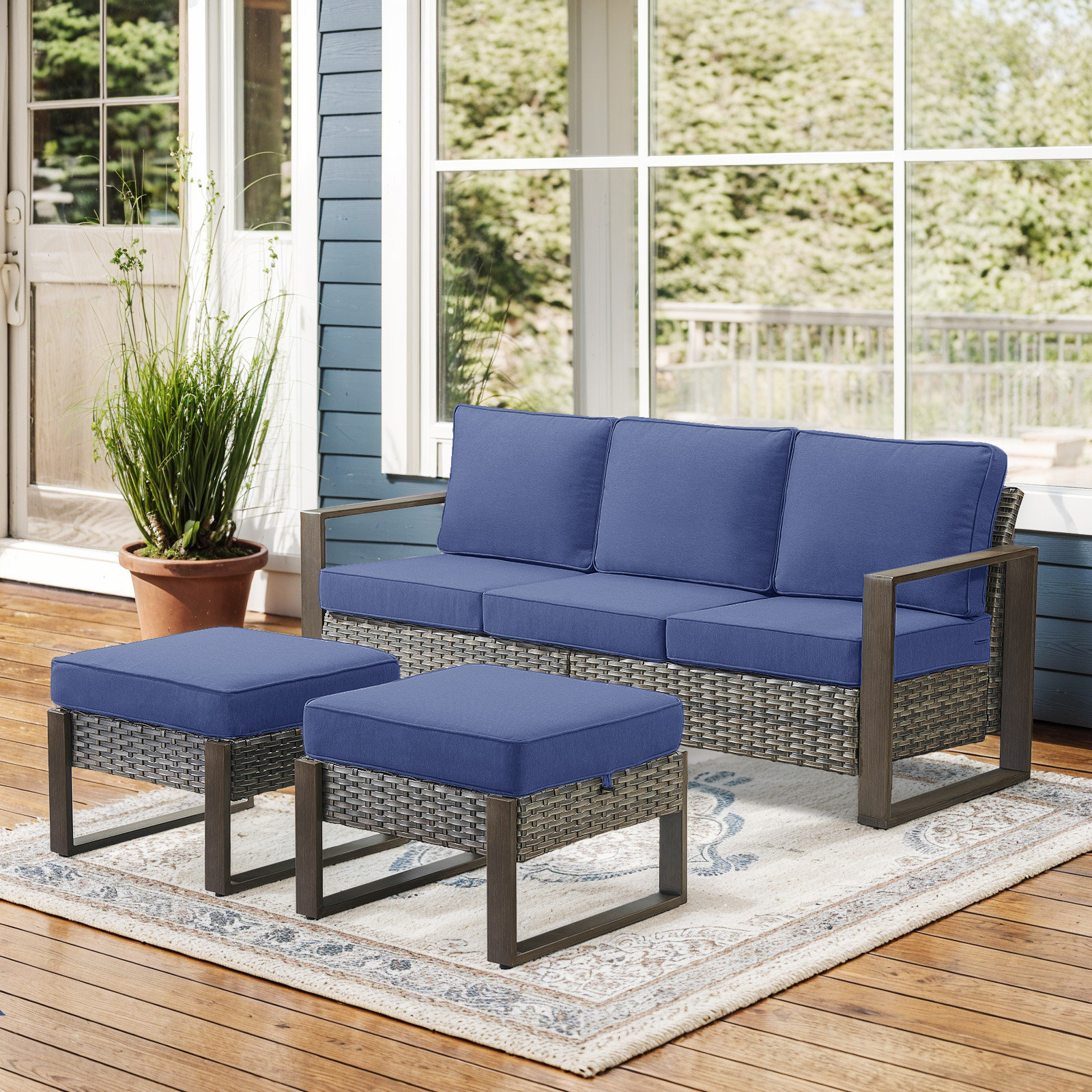 Wrought Studio Kelyse Haaniya 75'' Wide Outdoor Reversible Patio Sofa ...