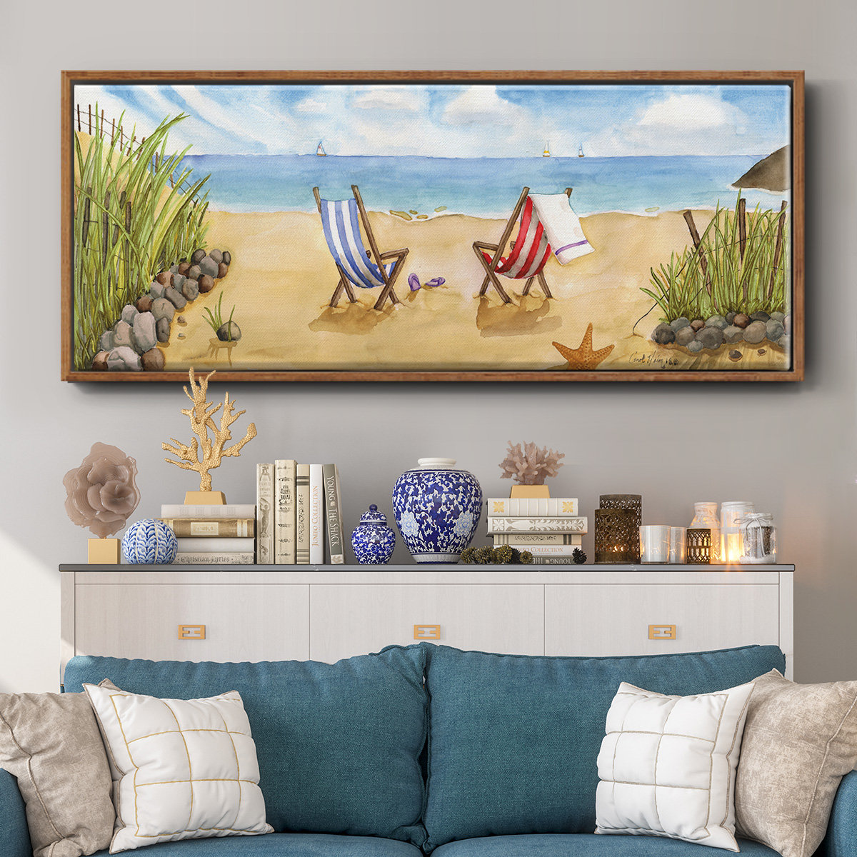 Wexford Home Beach For Two- Framed Canvas | Wayfair