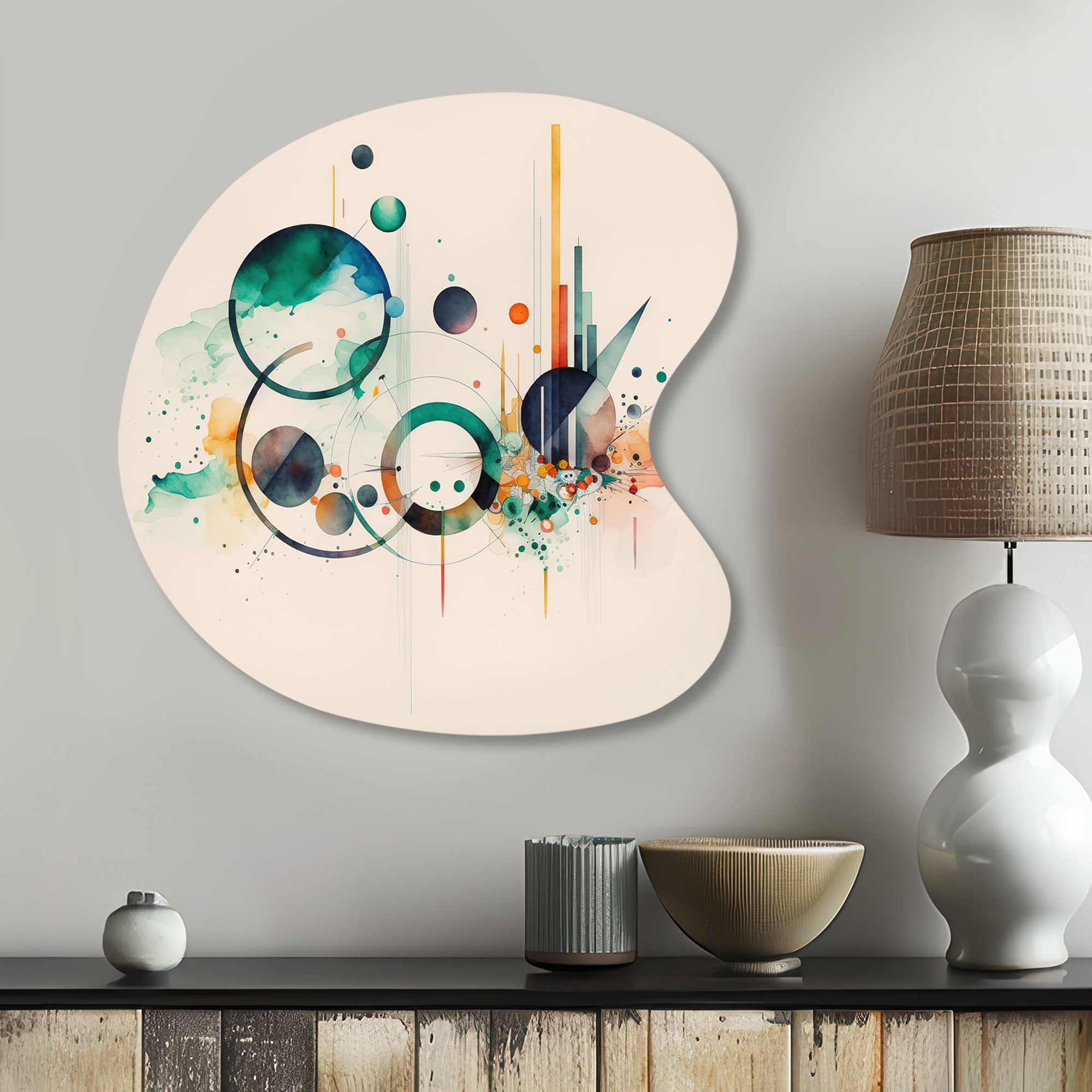 Ivy Bronx Multi-Color Watercolor Geometric Art II - Abstract Geometric ...