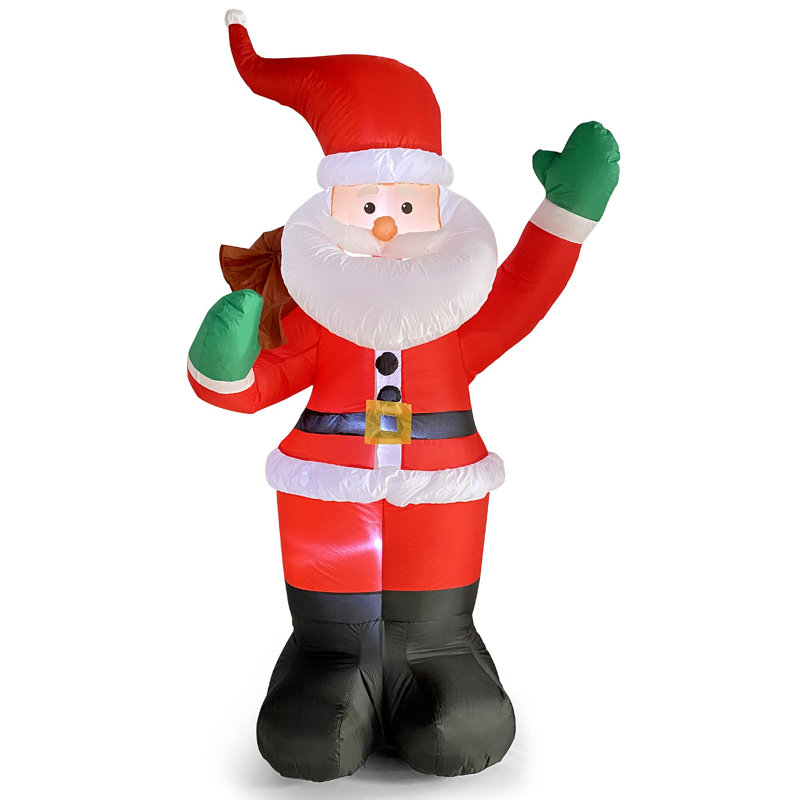 Darby Home Co 6FT Inflatable Santa Claus with Gift Bag & LED Lights for ...
