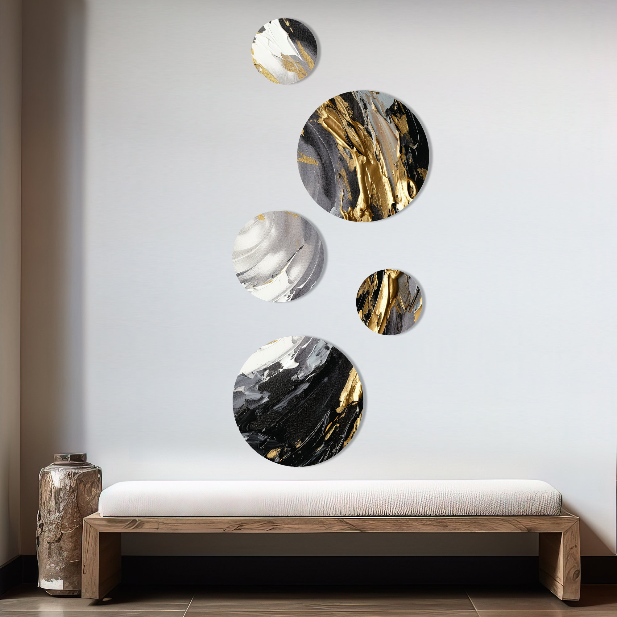 Design Art 5 Golden Wave Reflections VIII Wall Decor Set | Wayfair