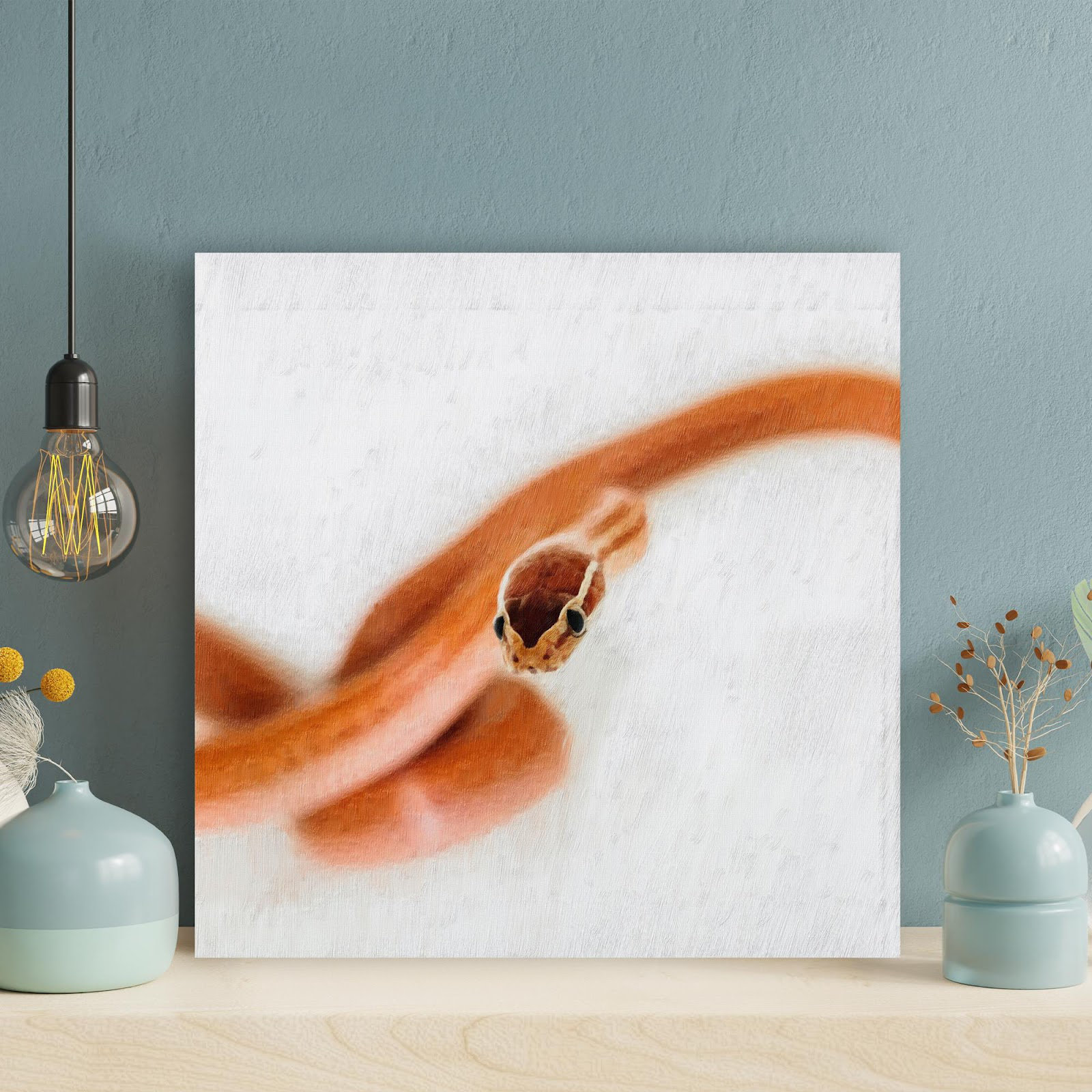 Latitude Run® Brown Snake On White Surface - 1 Piece Square Graphic Art ...