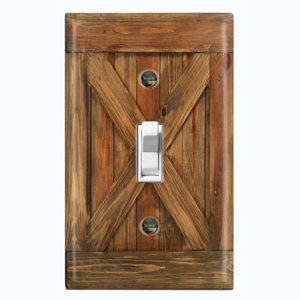 WorldAcc Brown Wooden Fence Gate Print Nature Themed 1 - Gang Toggle ...