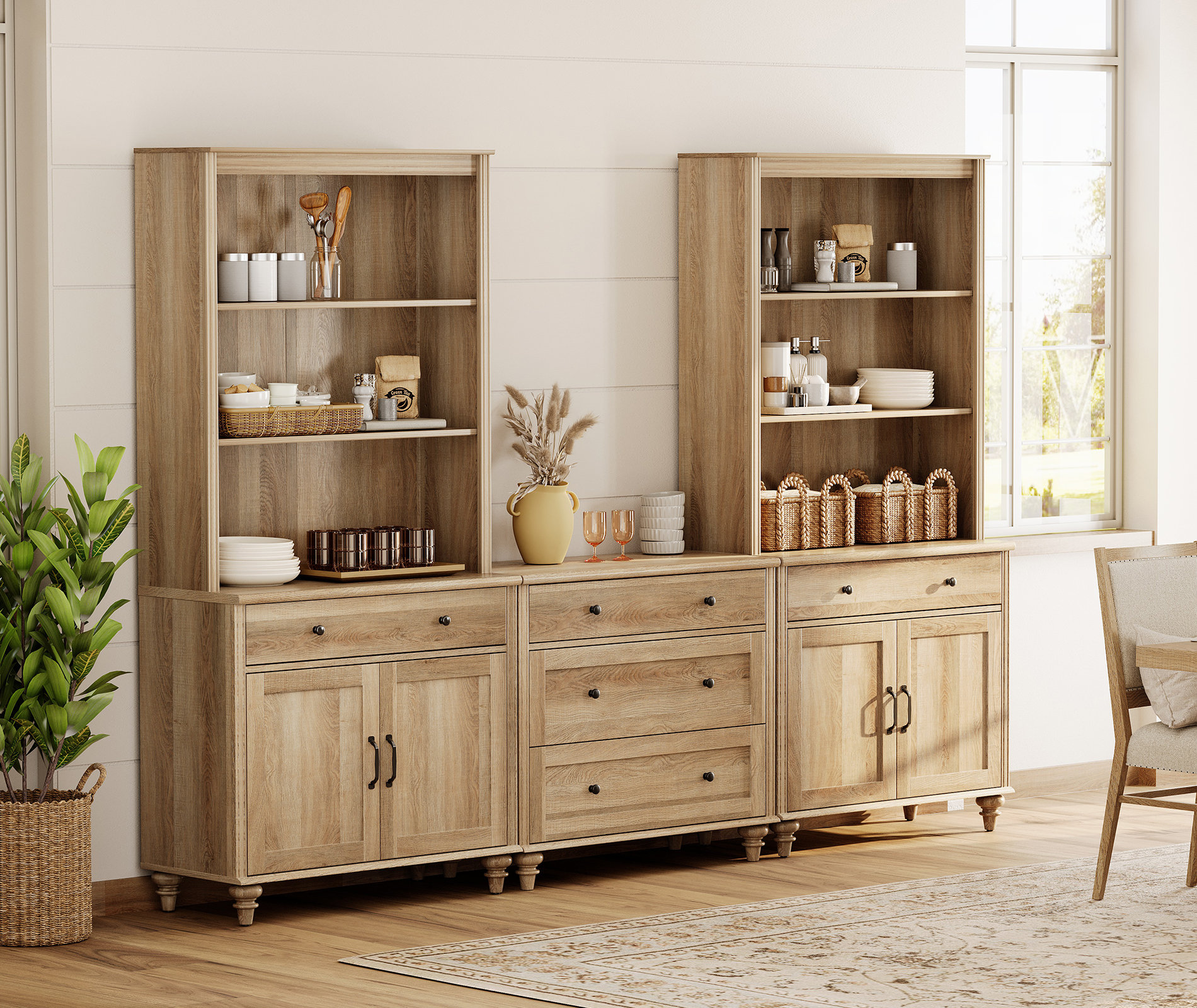 One Allium Way Sideboard Cabinet With Bar Hutch, Buffet Cabinet With ...