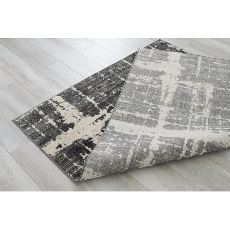 17 Stories Pomonok Abstract Black Area Rug | Wayfair
