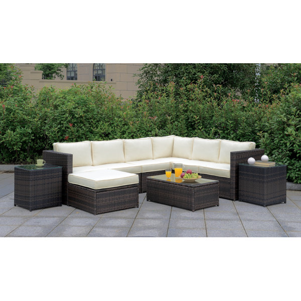 Ebern Designs Morrell Patio Sectional with Cushions & Reviews | Wayfair
