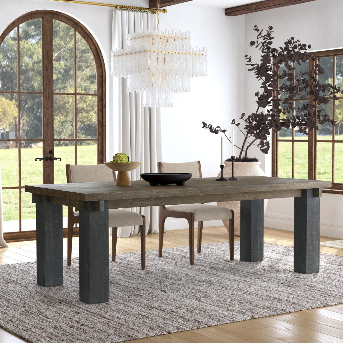 Classic Home Duncan 90" Reclaimed Solid Wood Farmhouse Dining Table In ...