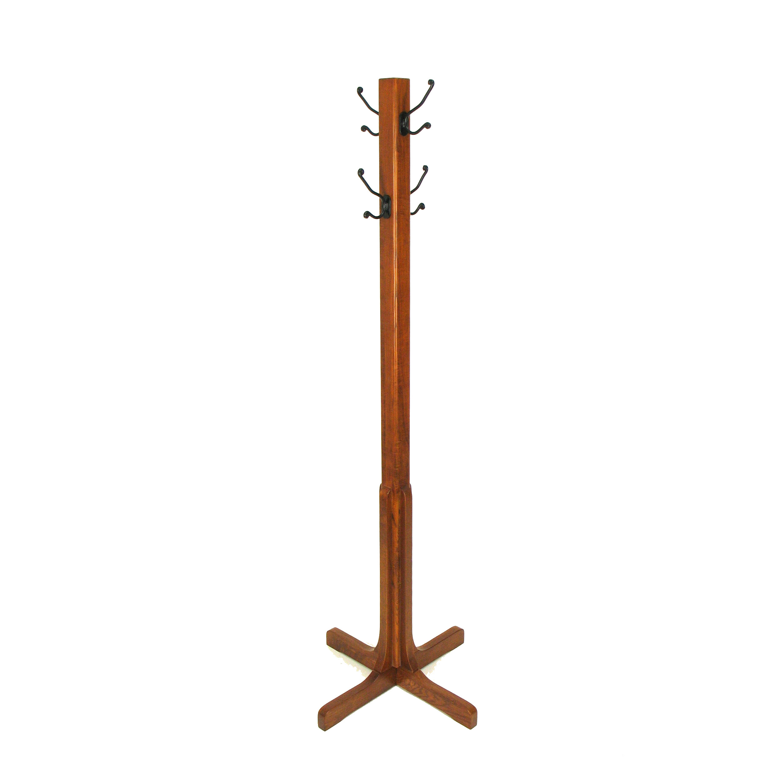 Benjara Wooden Coat Stand With X Frame Base And Metal Hooks, Oak Brown ...
