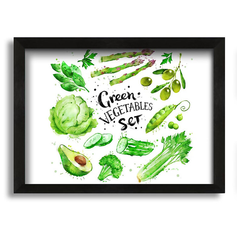August Grove Green Vegetable Set - Single Picture Frame Print on Canvas ...