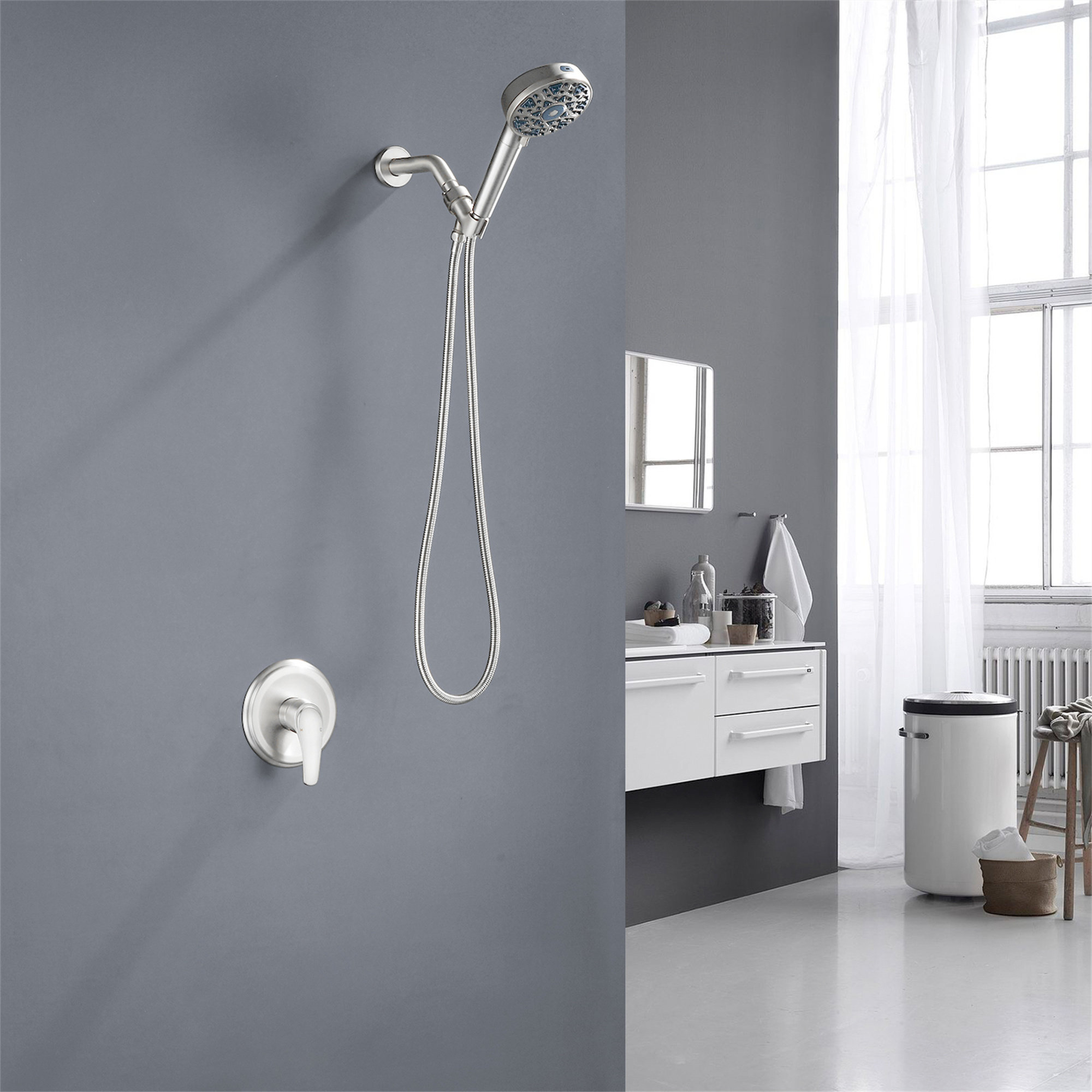 AWZTOO Wall Mounted Shower System With Rough-In Valve 7-Spray Single ...