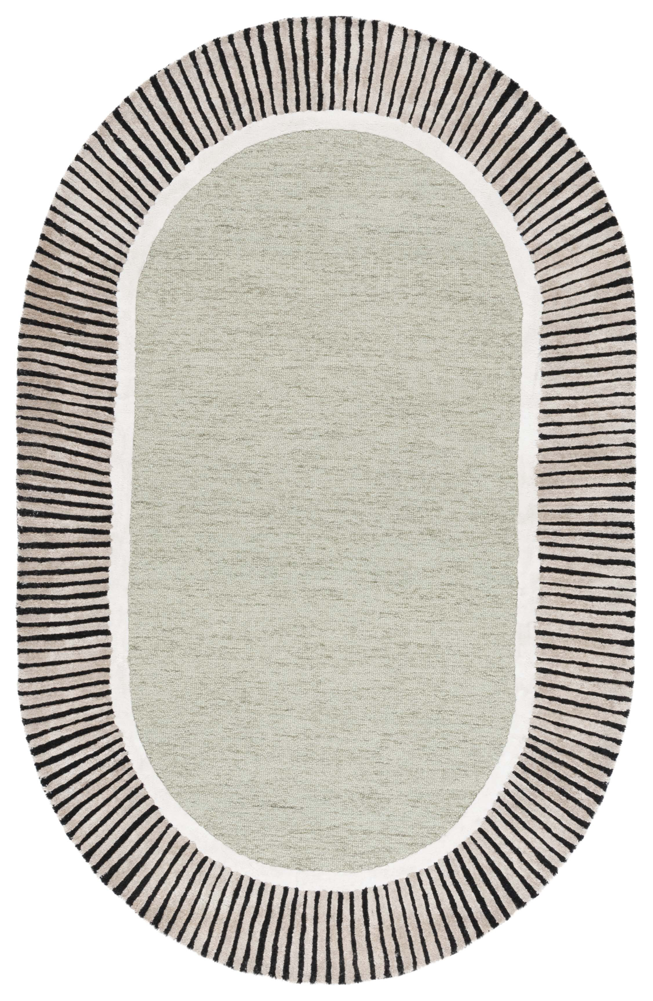 Ebern Designs 107 Hand Tufted Wool/Viscose/Cotton Striped Rug in Sage ...