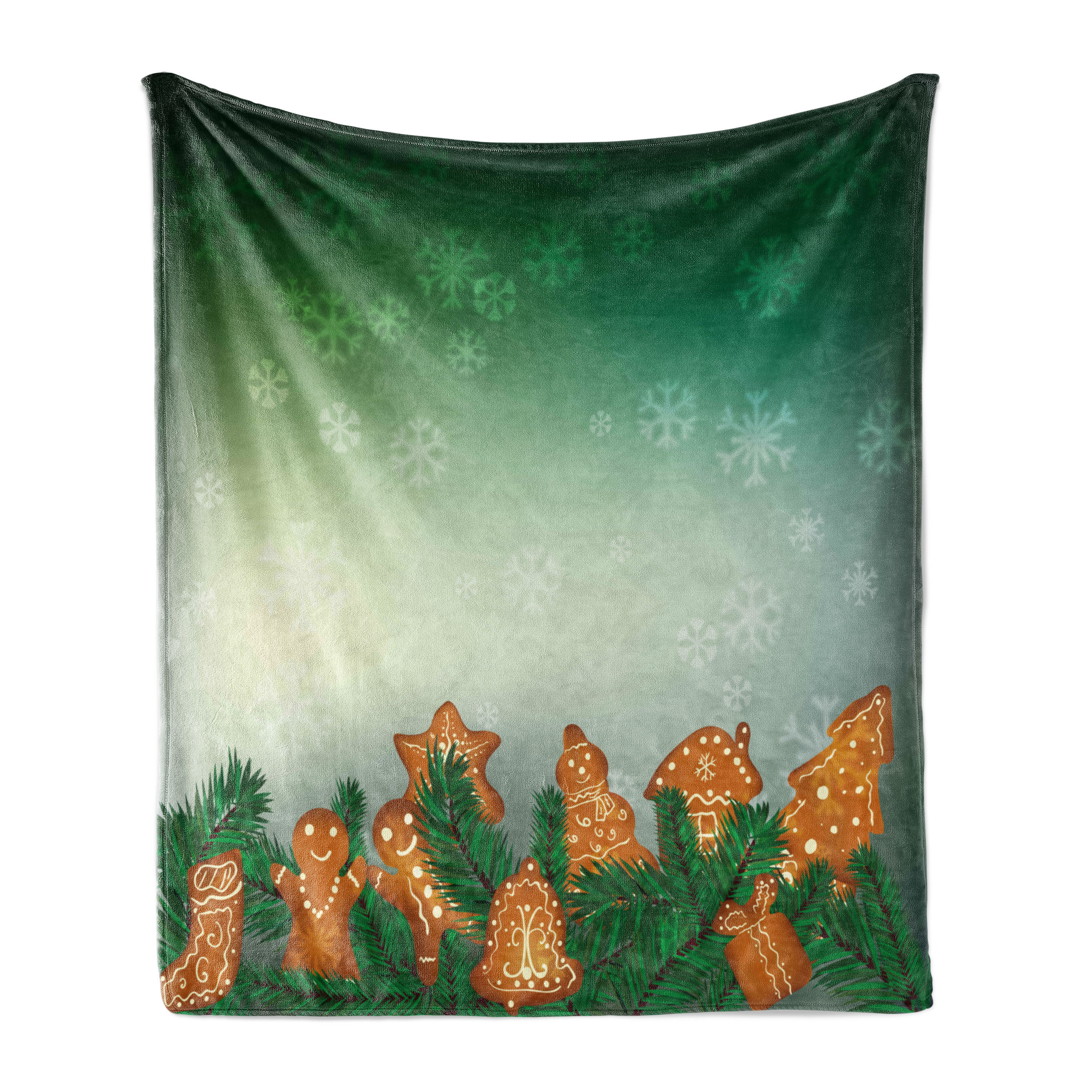 Ambesonne Gingerbread Man Fleece Throw Blanket Xmas Cookies Green Pale ...