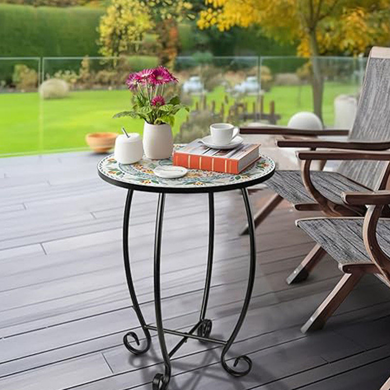 Fleur De Lis Living Side Table, 14" Round End Table, Unique Relief ...