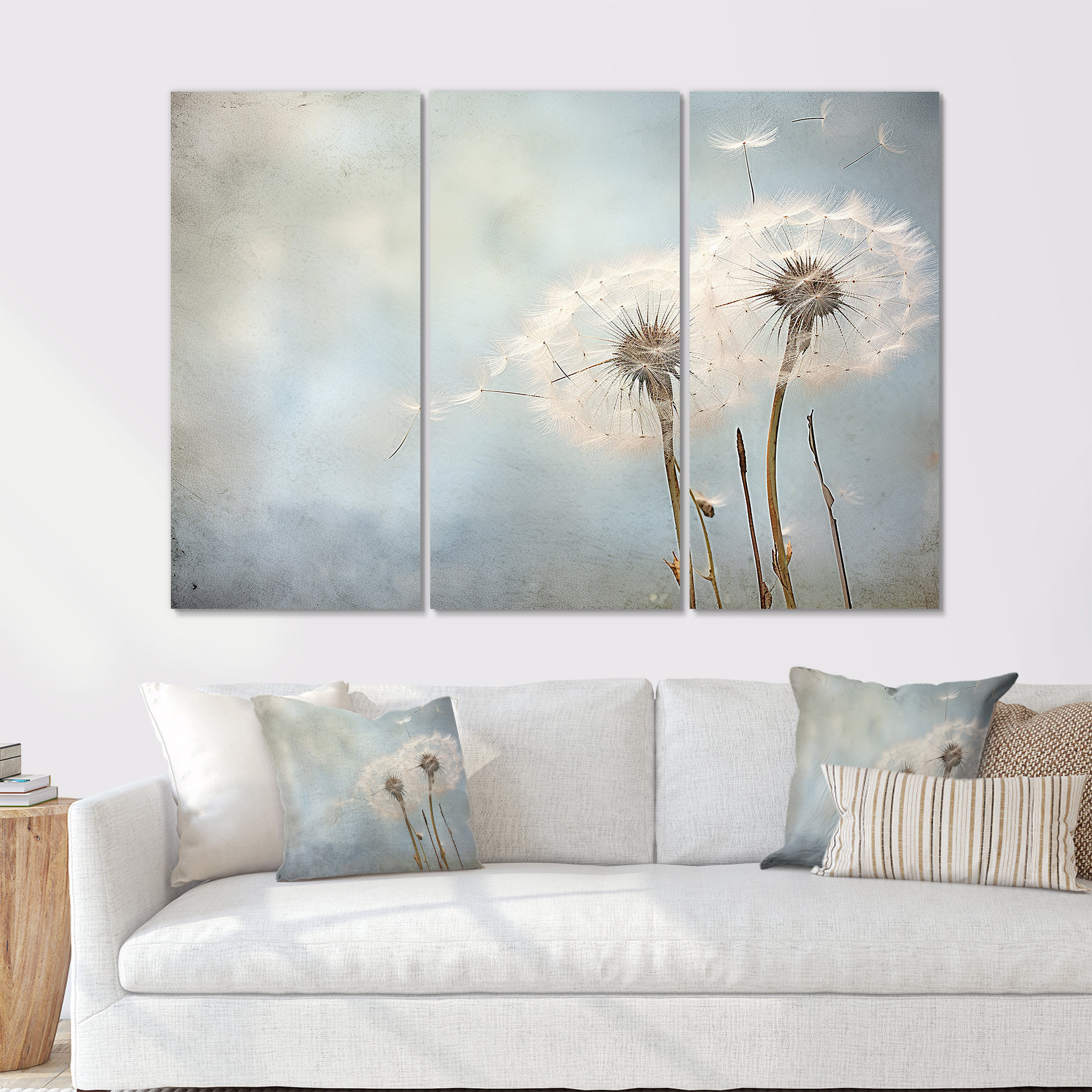 Lark Manor White Dandelion Farmhouse Still Life - Dandelion Canvas Wall ...