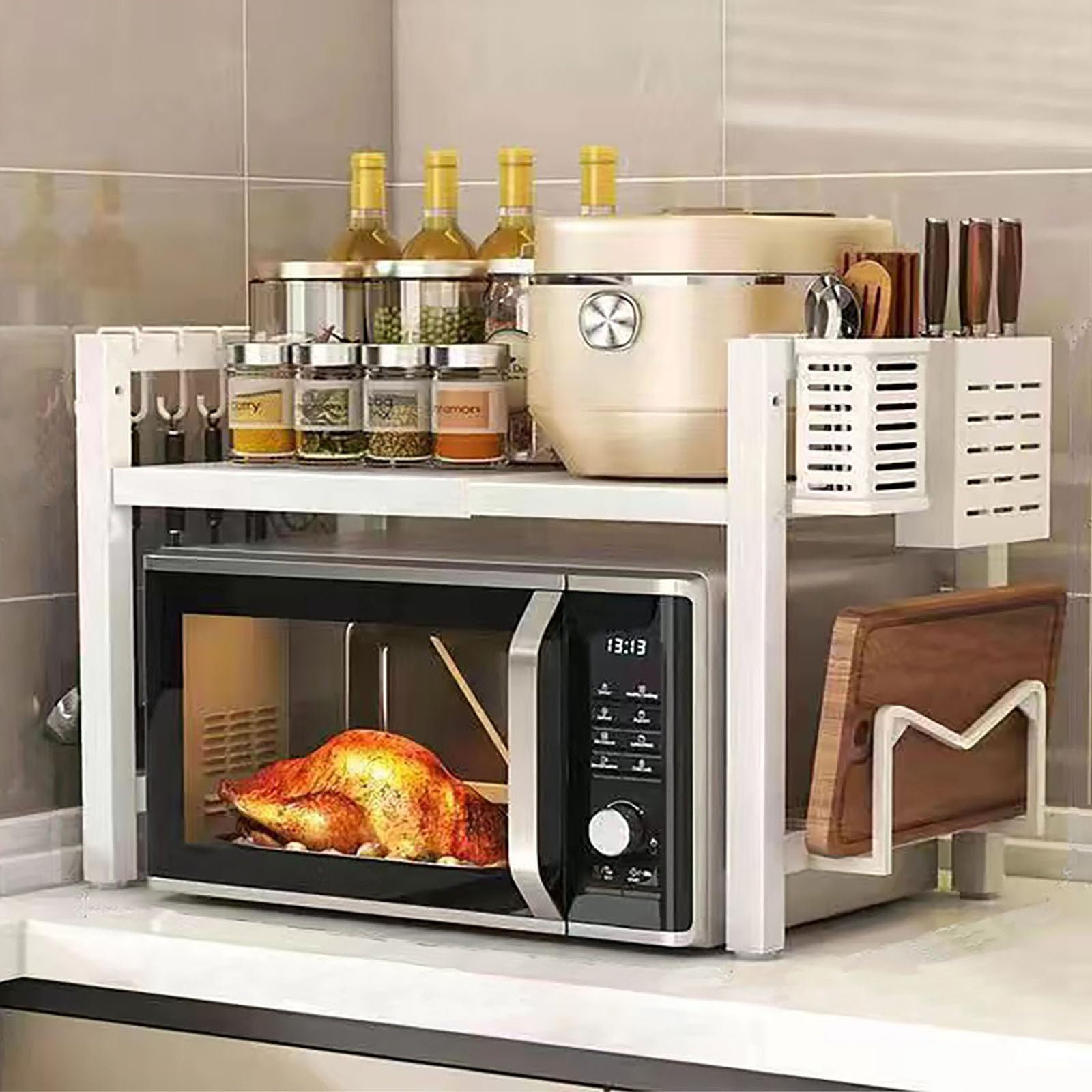 Latitude Run® 2-Tier Expandable Microwave Stand, Extendable Microwave ...