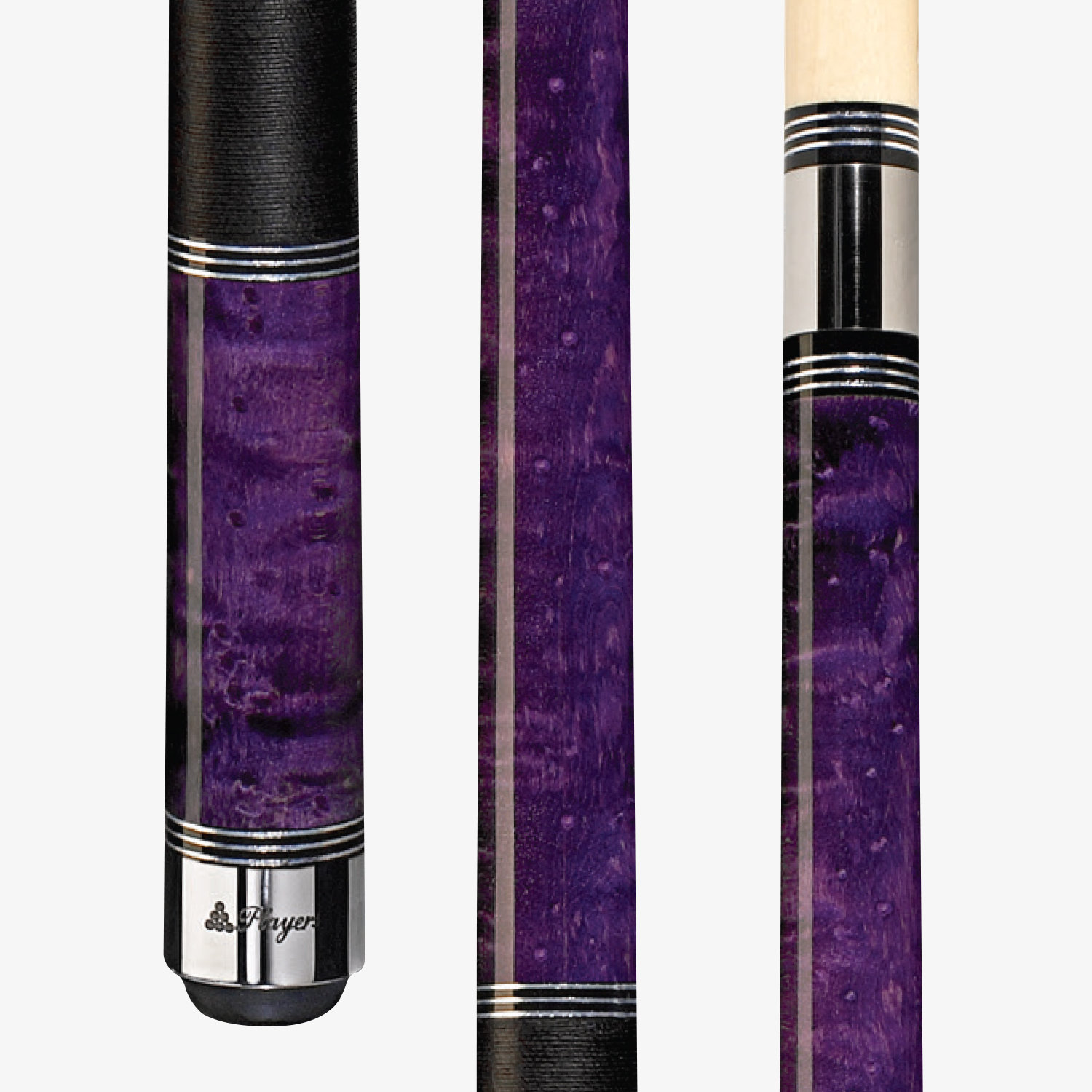 Players 2.6' Cocoa Swirl Genuine Birdseye Maple Playing Pool Cue ...
