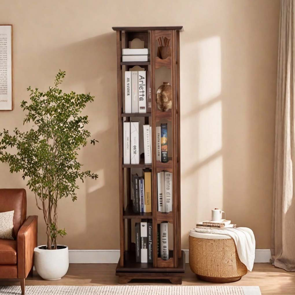 Joy Reading Rotatable walnut colored bookshelf | Wayfair