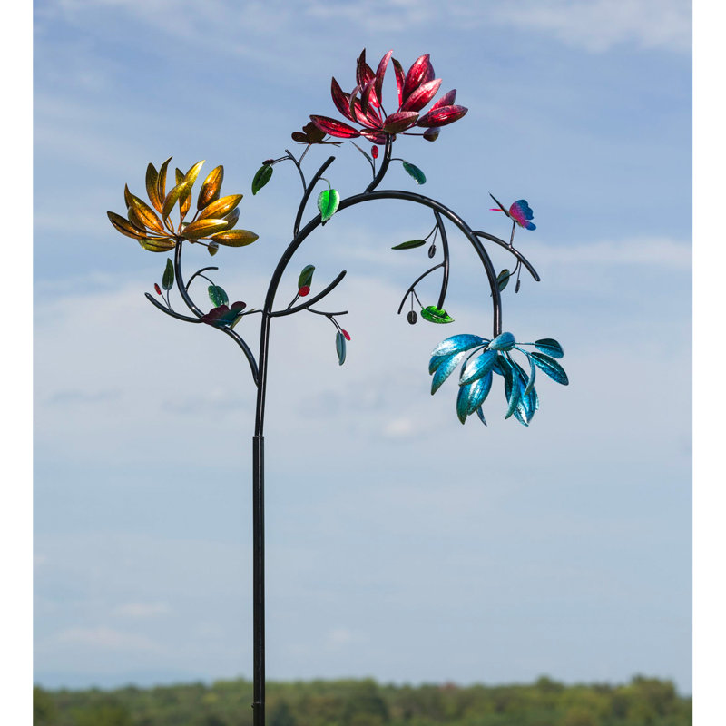 Red Barrel Studio® Siller 91 in. Flowers Wind Spinner Garden Stake ...