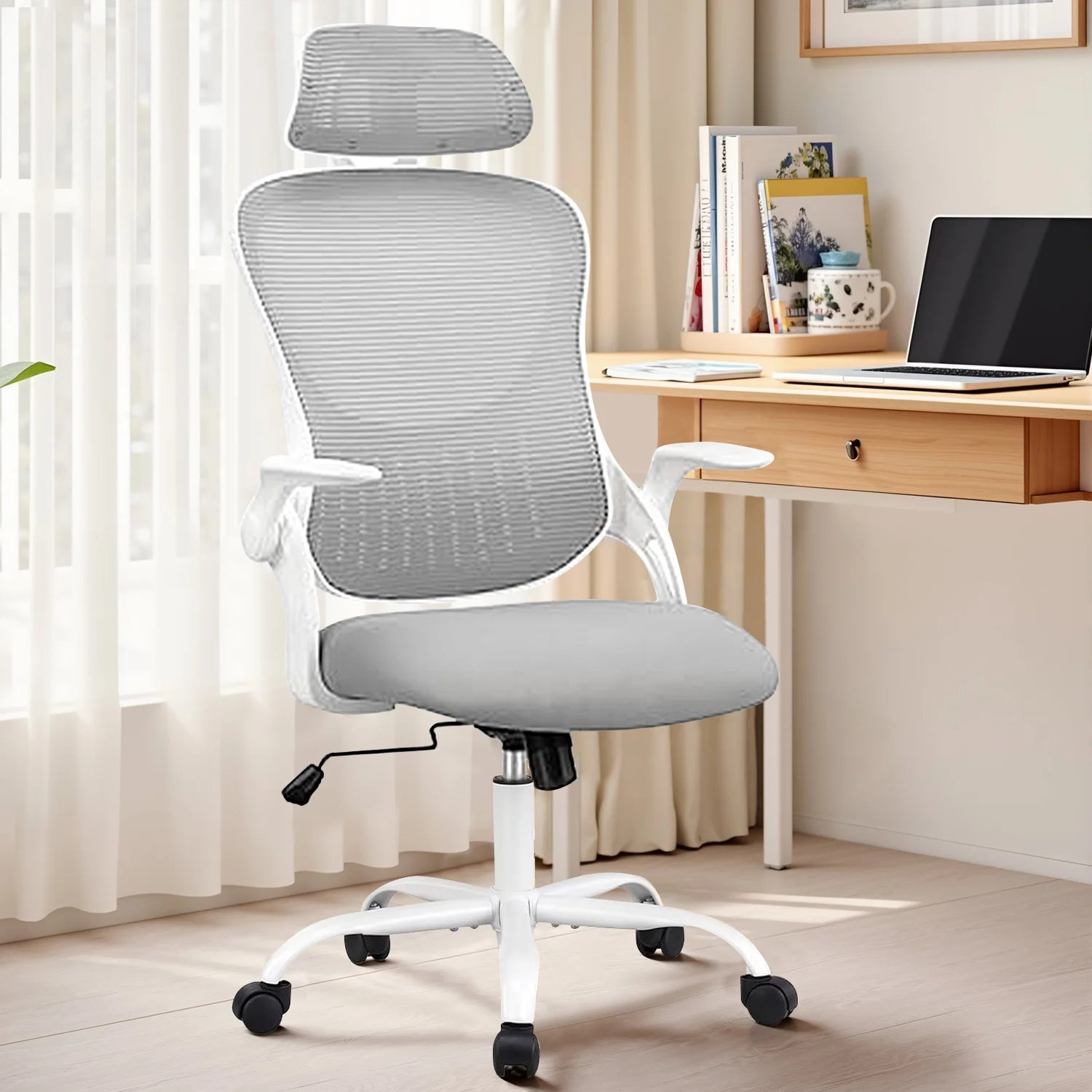 Inbox Zero Ergonomic Office Chair, High-Back Computer Desk Mesh Swivel ...