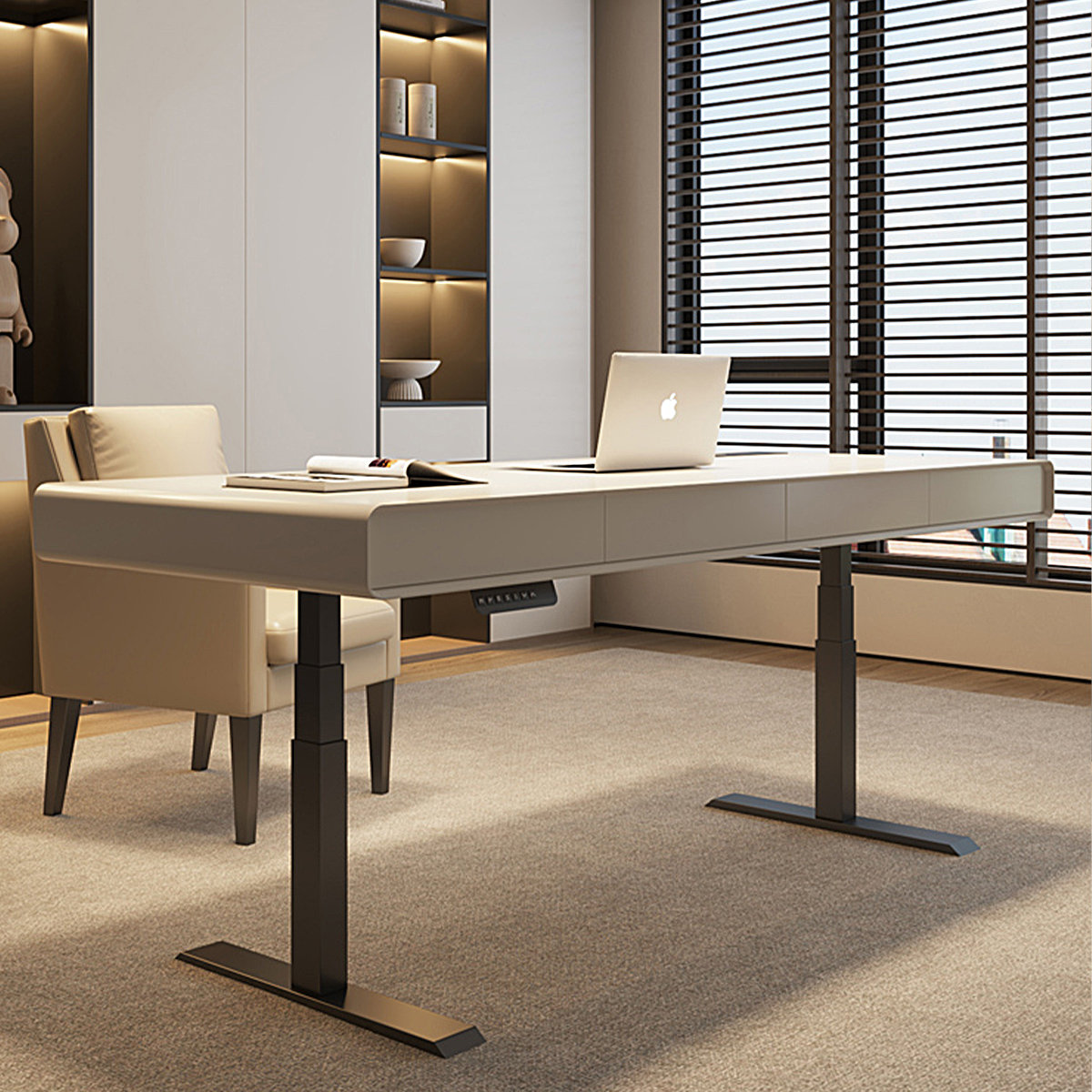 Isla Hopping A minimalist rectangular solid wood smart height ...