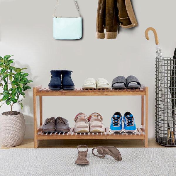 Rebrilliant 8 Pairs Solid Wood Shoe Rack & Reviews | Wayfair