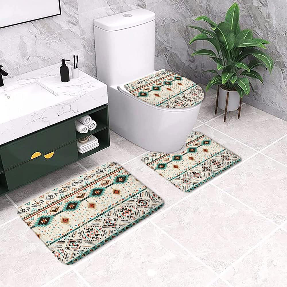 Foundry Select American Ethnic Bath Rugs For Bathroom, Boho Abstract ...