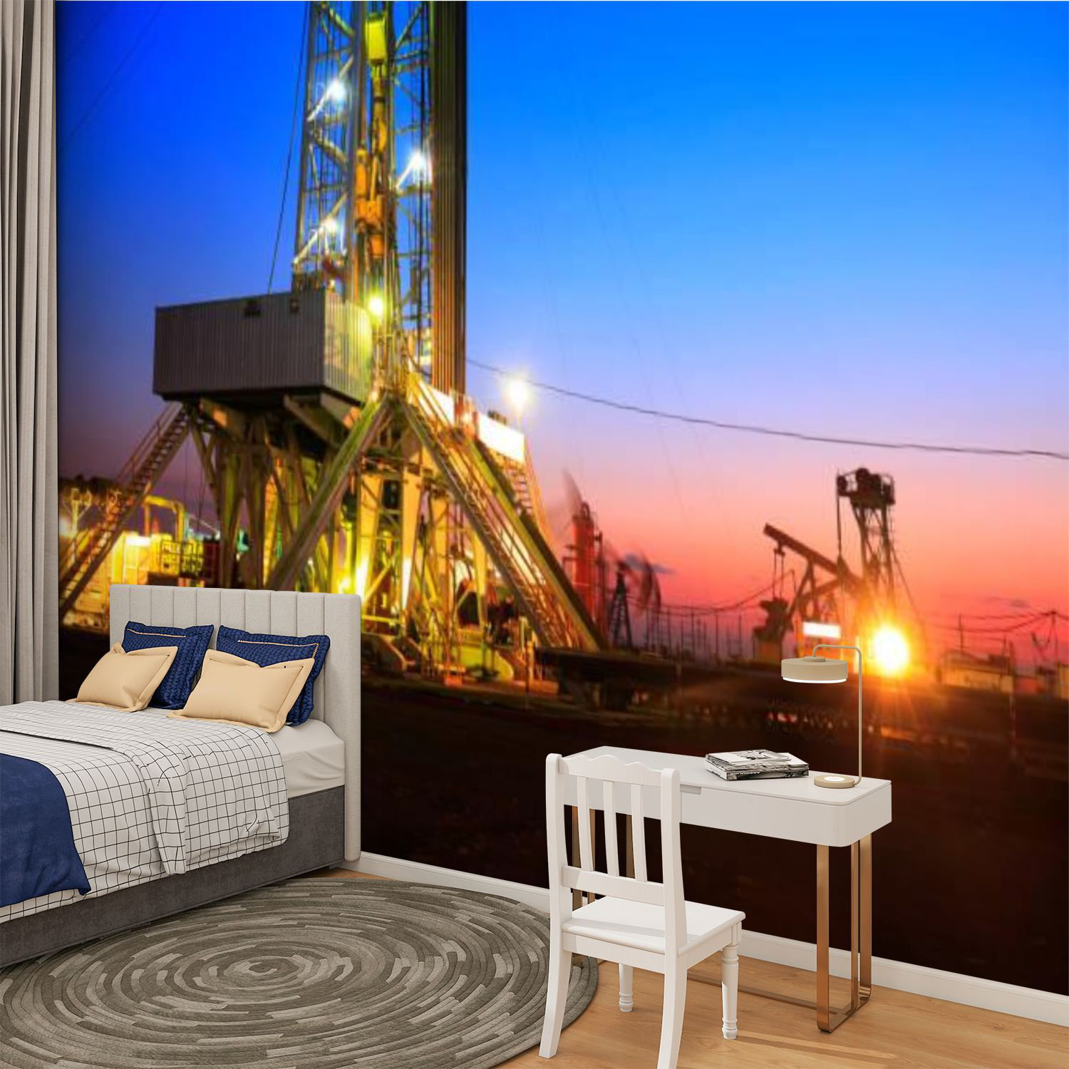 Latitude Run® Peel and Stick Canvas Wallpaper Wall Mural oilfield ...