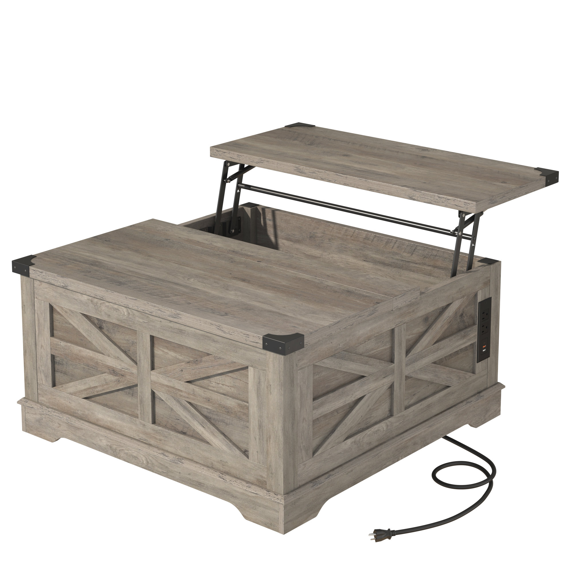 Gracie Oaks 36" Farmhouse Movable Lift Top Coffee Table With Storage ...