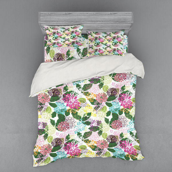 Ambesonne Pink/Green Microfiber Coastal Duvet Cover Set | Wayfair