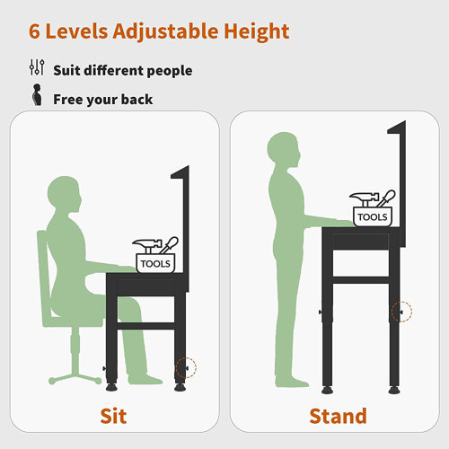 WFX Utility™ Swarttz 47.6'' W Wood Top Height-Adjustable Workbench ...