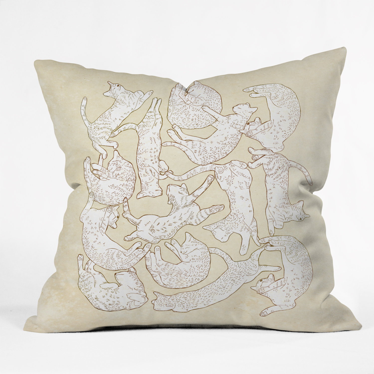 Deny Designs Robert Farkas Sleeping Cats Indoor/Outdoor Throw Pillow ...