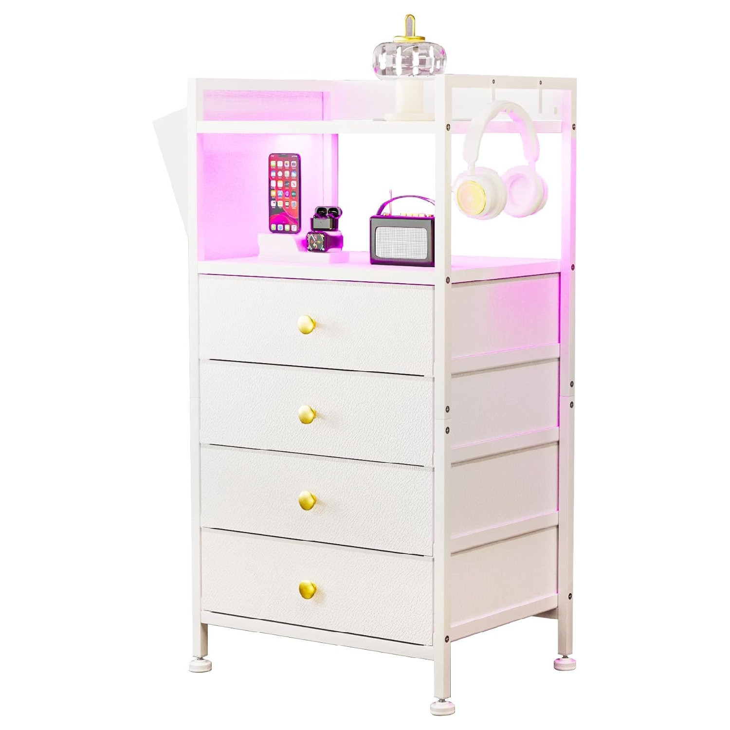 Wrought Studio™ Dresser for Bedroom, White Dresser with Led Light ...