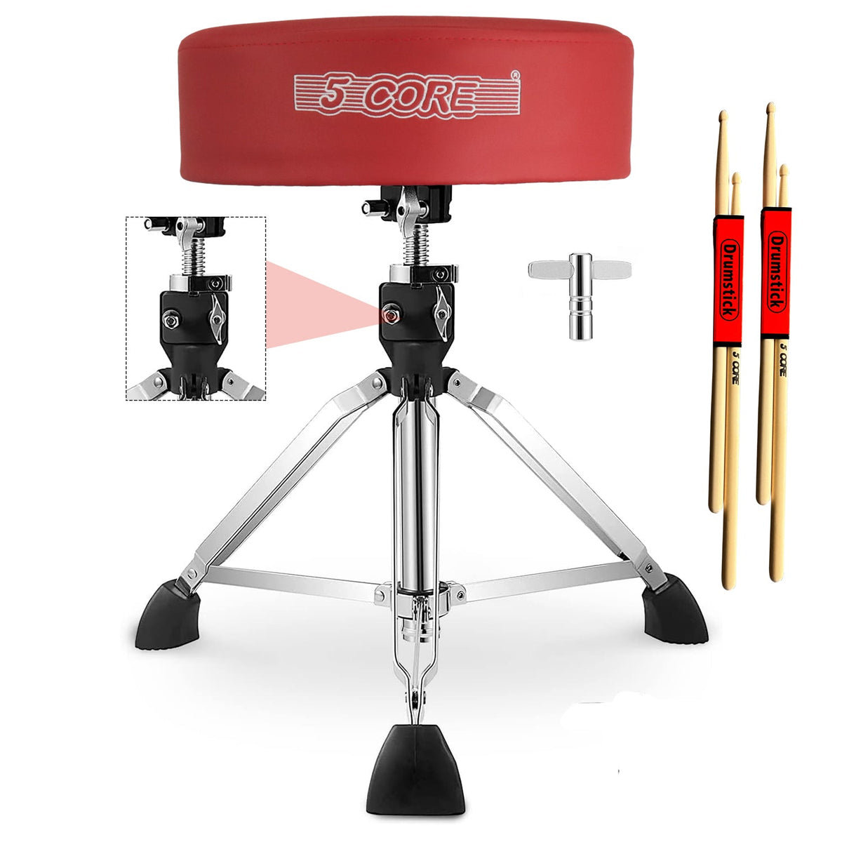 5 Core Drum Throne Padded Adjustable Guitar Stool Drummer Seat for ...