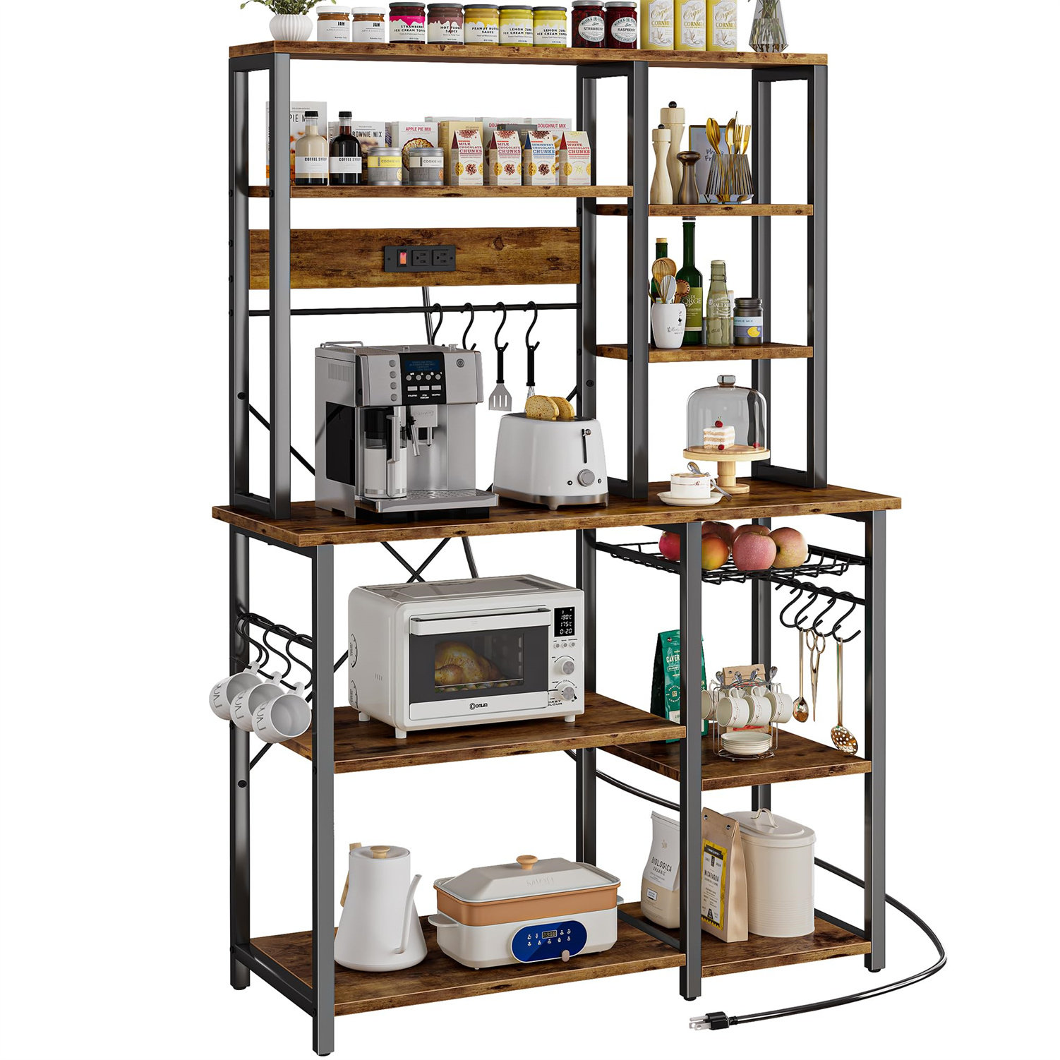 17 Stories Daryiah 38.1'' Metal Standard Baker's Rack with Microwave ...