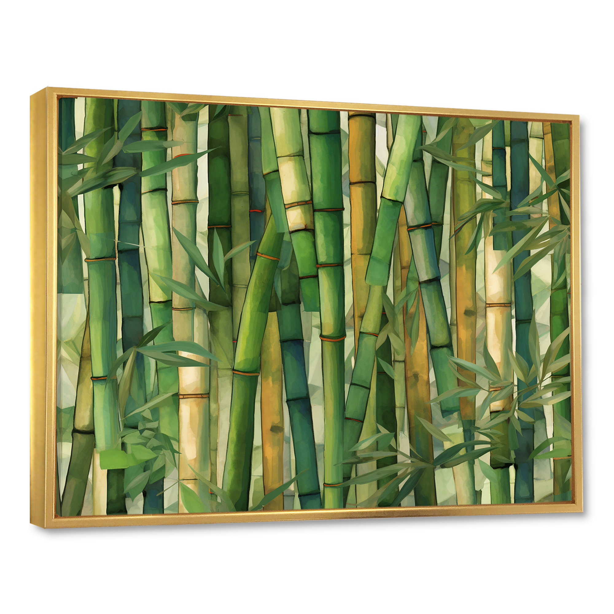 Design Art Whispering Bamboo Geometric Patterns I - Bamboo Canvas Wall ...