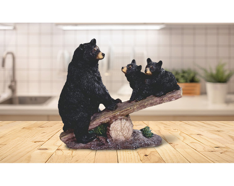 Millwood Pines Brindon 8.5"W Black Bear with Cubs Figurine Unique Gifts ...