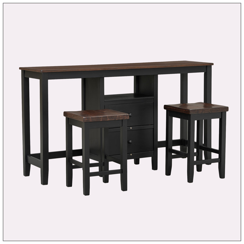 Lark Manor™ 3-piece Counter Height Wood Dining Table Set with Cabinet ...