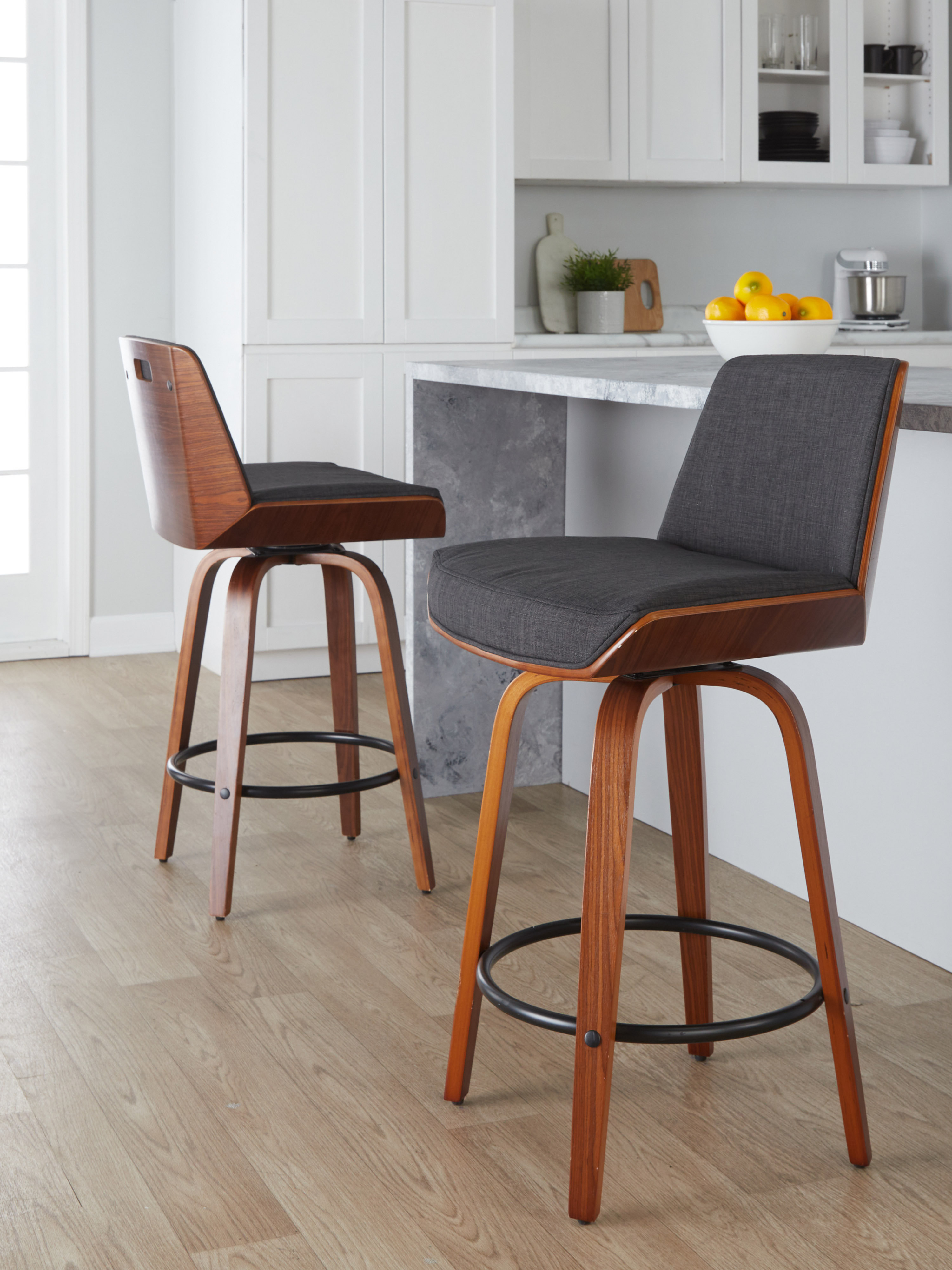 LumiSource Corazza 26" Mid-Century Modern Fixed-Height Counter Stool ...