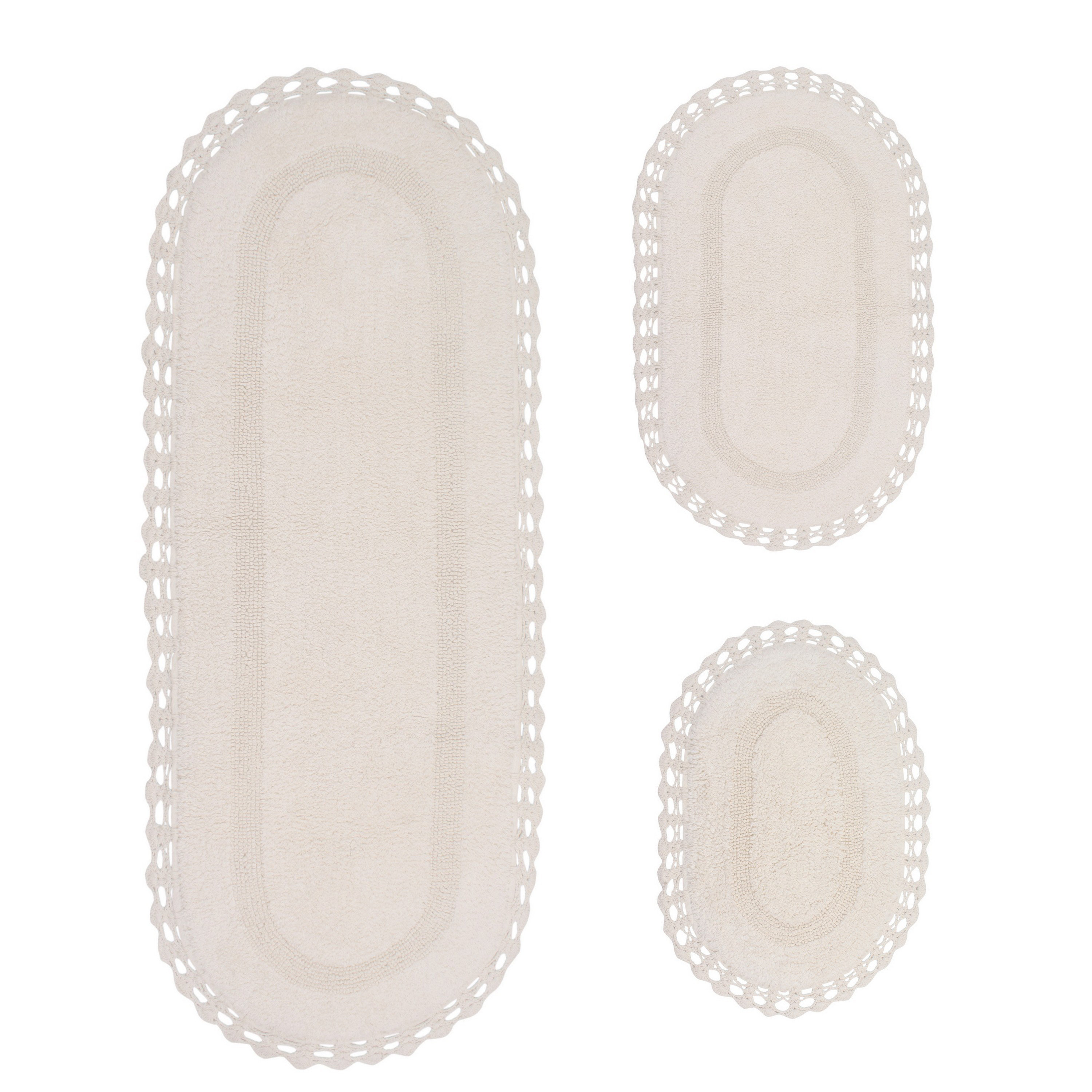 Dakota Fields Hampton Crochet Absorbent Cotton Soft 3 Piece Bath Rug ...