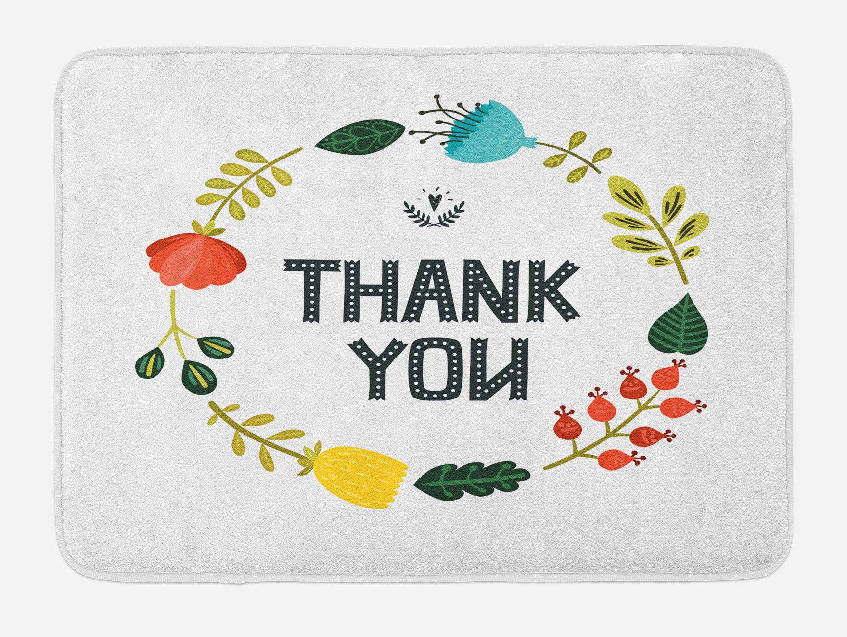 East Urban Home Thank You Plush Bath Mat, Typography Floral Wreath, 30. ...