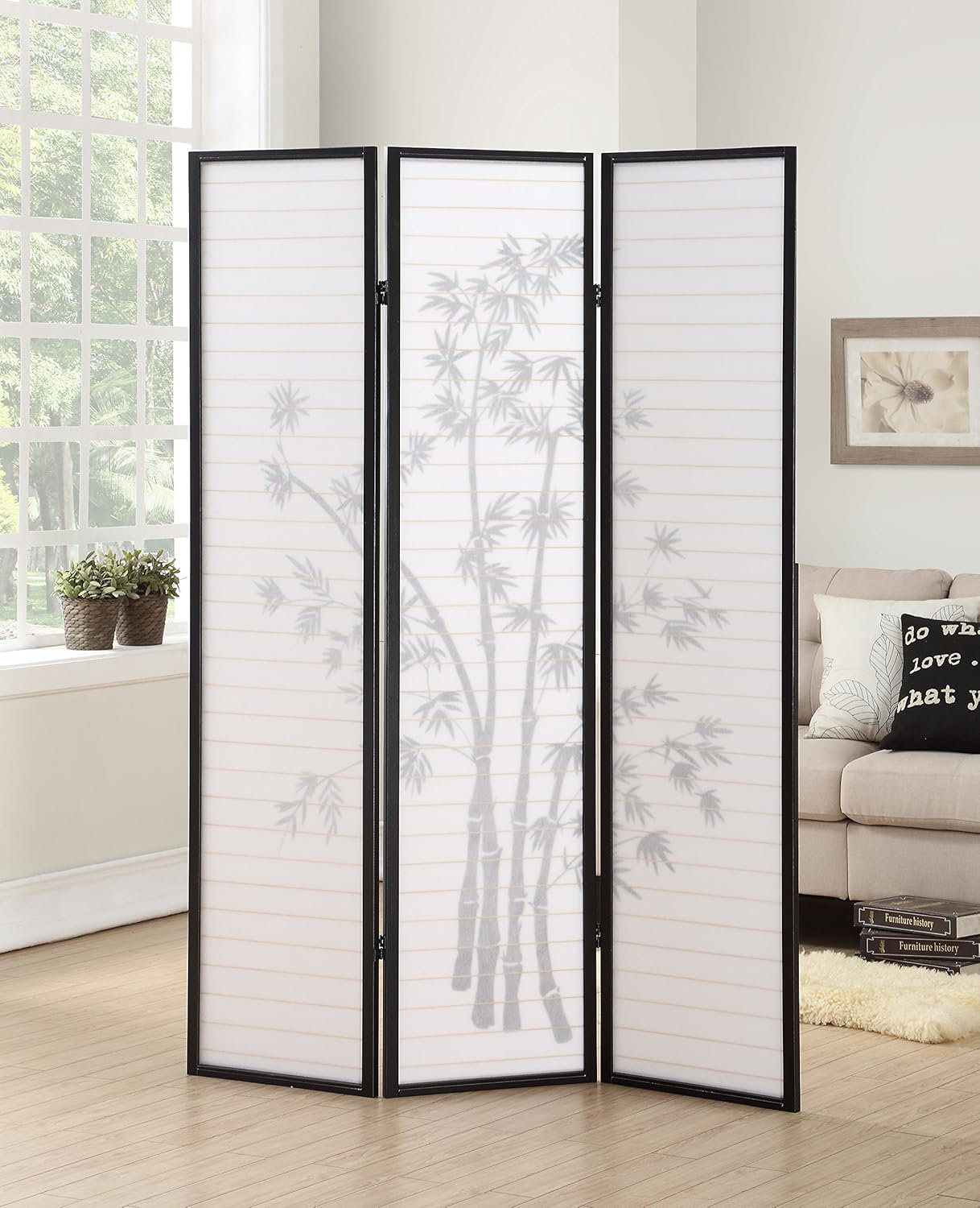 Red Barrel Studio® 3-Panel Oriental Shoji Room Divider Screen, Black | Wayfair